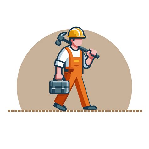 A Man In Overalls Carrying A Toolbox 49334234 Vector Art At Vecteezy