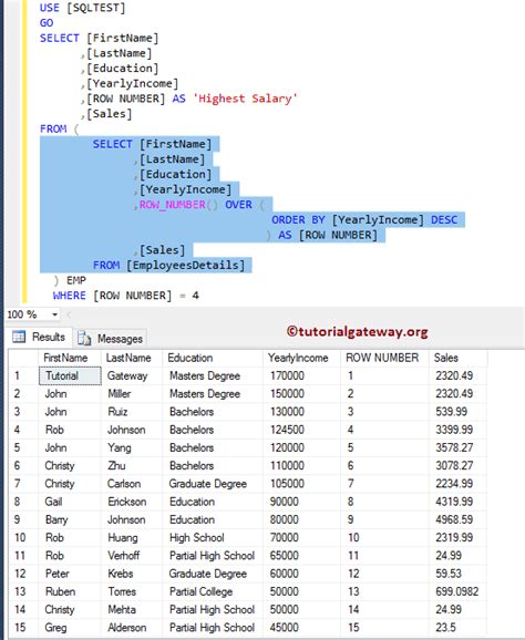 Sql Query To Find Nth Highest Salary