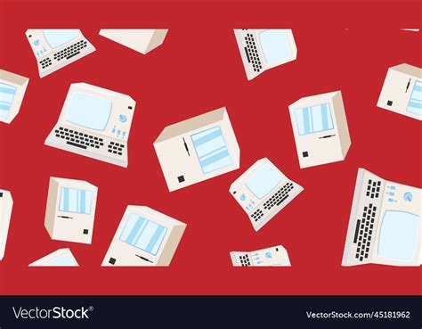 Seamless Pattern Endless Computer With Old Retro Vector Image