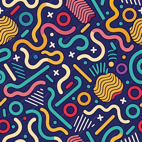 Premium Vector Abstract Colorful Seamless Pattern With Wavy Lines Circles And Other Shapes