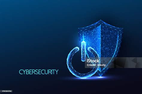 미래형 사이버 보안 디지털 보호 방패 및 전원 버튼이 있는 안전한 데이터 개념 0명에 대한 스톡 벡터 아트 및 기타 이미지 0명 3차원 형태 개념 Istock