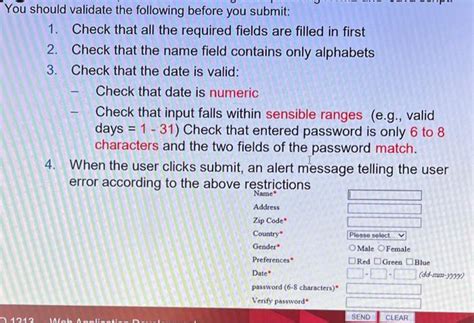 Solved Should Validate The Following Before You Submit 1
