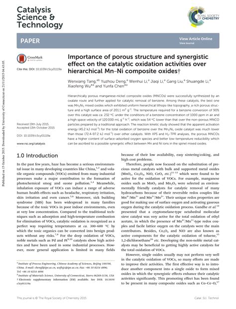 Pdf Importance Of Porous Structure And Synergistic Effect On The