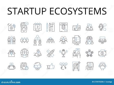 Innovation Ecosystems Linear Icons Set Collaboration Technology Creativity Entrepreneurship