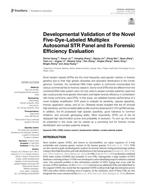 Pdf Developmental Validation Of The Novel Five Dye Labeled Multiplex