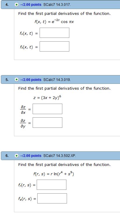Solved Find The First Partial Derivatives Of The Function Chegg