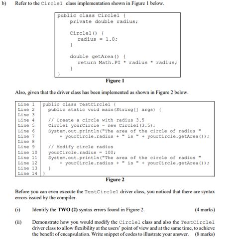 Solved B Refer To The Circlel Class Implementation Shown In Chegg