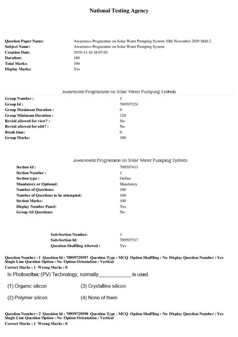 swayam 2019 question paper awareness programme on solar water pumping
