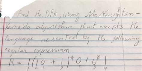 solved theory of computingmc naughton yamada algorithmplease