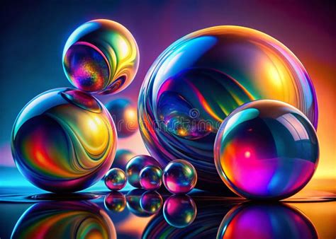 Enthralling 3d Abstract Digital Art Iridescent Spheres Dance In A Chromatic Fluid Silhouette