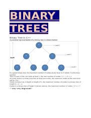 LECTURE BINARY TREES Docx BINARY TREES Binary Tree In C A Pictorial Representation Of A