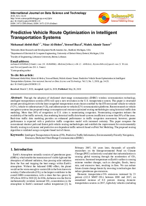 Pdf Predictive Vehicle Route Optimization In Intelligent Transportation Systems