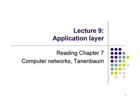 Lecture Application Layer Lecture Application Layer Reading Chapter Computer Networks