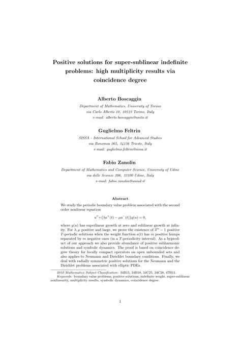 Pdf Positive Solutions For Super Sublinear Indefinite Problems High Multiplicity Results Via