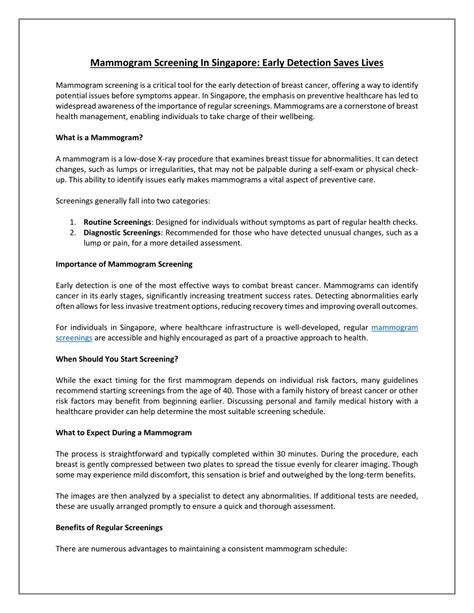 Ppt Mammogram Screening In Singapore Early Detection Saves Lives Powerpoint Presentation Id