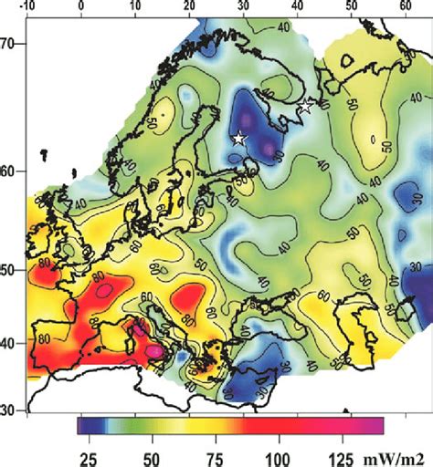 Surface Heat Flow In Europe After Pollack Et Al 1993 Updated For New