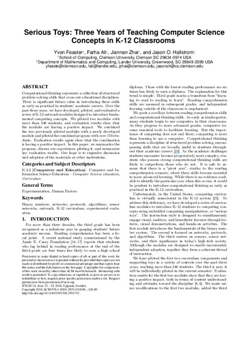 pdf serious toys three years of teaching computer science concepts