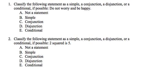 Solved 1 Classify The Following Statement As A Simple A