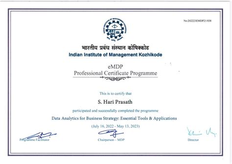 hari prasath on linkedin completed data analytics for business