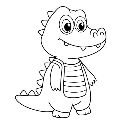 귀여운 악어 만화 페이지 일러스트 터 어린이 색칠 책 프리미엄 벡터 귀여운 악어 만화 페이지 일러스트 터 어린이 색칠 책 프리미엄 벡터
