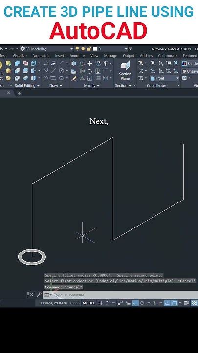 Create 3d Pipe Line Using Autocad Autocad Tutorial Autocadtips Youtube