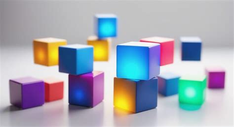 Premium Photo Neon Cubes Kaleidoscope Abstract 3d Geometric Shapes With Vibrant Lights