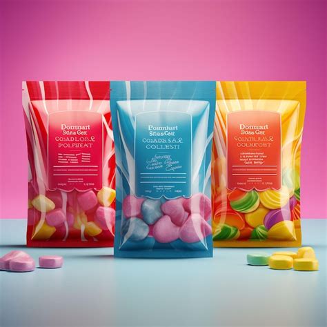 Premium Ai Image A Collection Of Colorful Candy Bags With A Pink