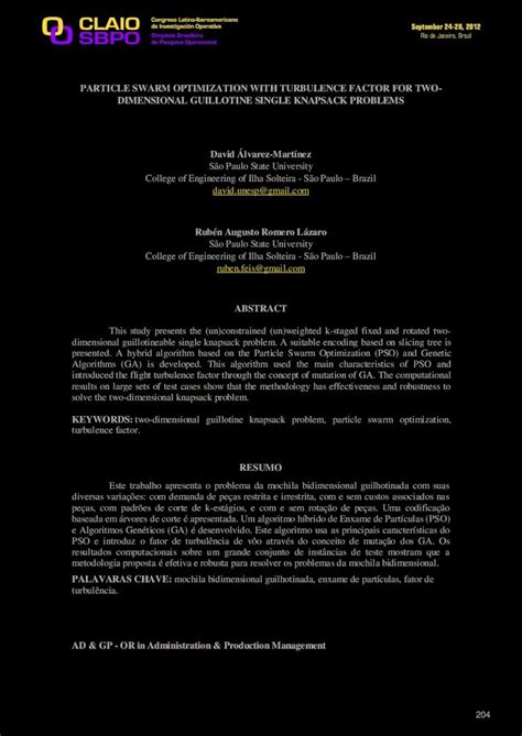 Pdf Particle Swarm Optimization With Turbulence • Rcwkstdc