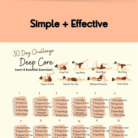 30 Day Challenge Core Workout Deep Core Exercises Abdominals Pelvic