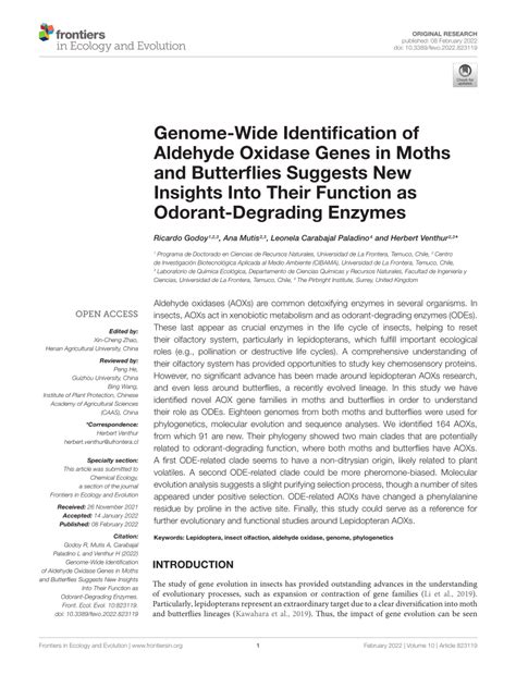 Pdf Genome Wide Identification Of Aldehyde Oxidase Genes In Moths And Butterflies Suggests New