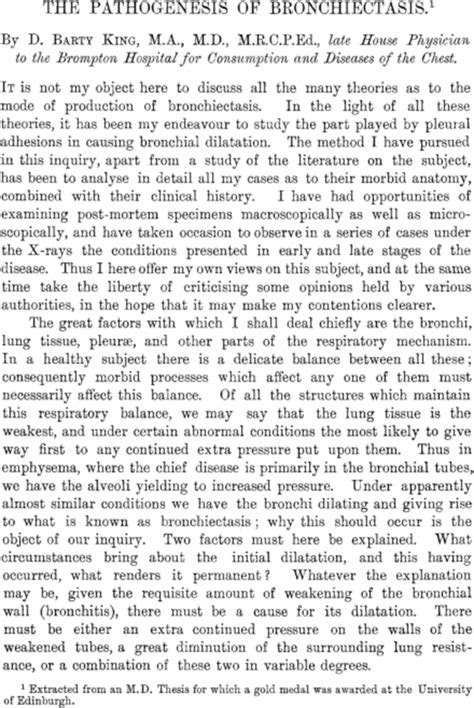 The Pathogenesis Of Bronchiectasis King 1904 The Journal Of Pathology And Bacteriology