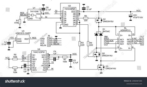 Schematic Diagram Electronic Device On Sheet Stock Illustration