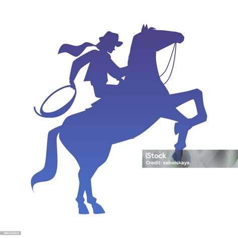말에 서양 카우걸의 실루엣 흰색에 벡터 일러스트 레이 션 로데오에 대한 스톡 벡터 아트 및 기타 이미지 로데오 승마 개인