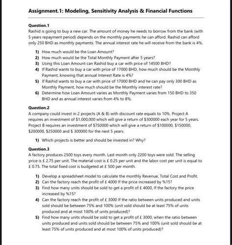 solved assignment 1 modeling sensitivity analysis and