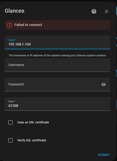 unable to configure glances for remote machine in ha configuration