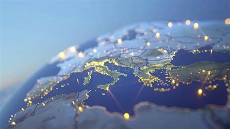 Abstract Global Network Concept With Planet Earth And Connecting Lines In Space Against A Blue