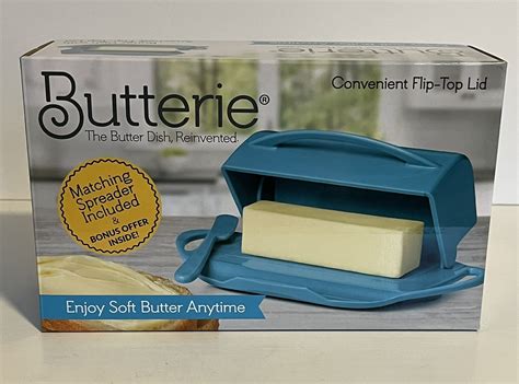 Butterie Butter Dish Reinvented Convenient Flip Top Lid Matching