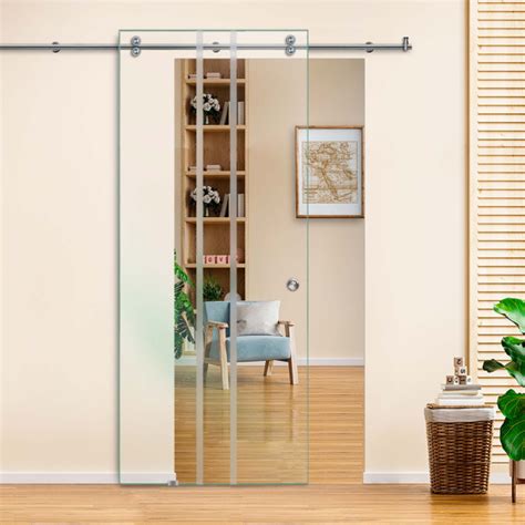 Single Sliding Glass Barn Door With Frosted Design V2000 36x84