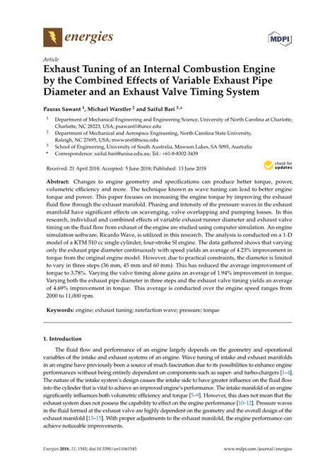 Exhaust Tuning Of An Internal Combustion Engine By The Combined Effects