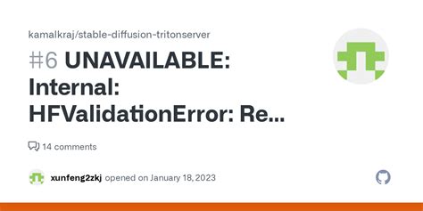 Unavailable Internal Hfvalidationerror Repo Id Must Be In The Form Reponame Or Namespace