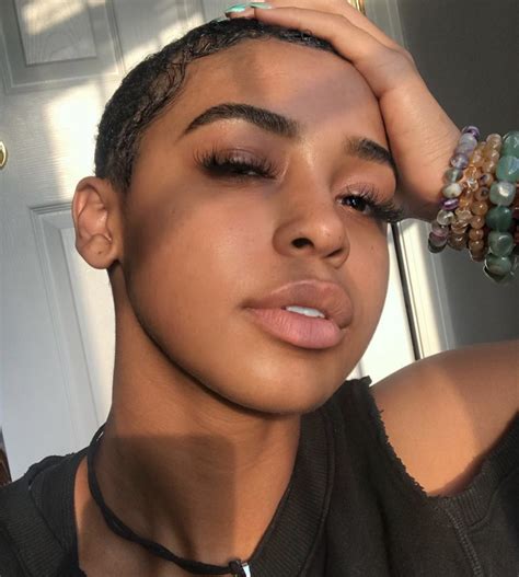 Bald And Beautiful Buzz Cut Baddie Brown Shaved Hair Black Women
