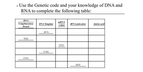 Solved Use The Genetic Code And Your Knowledge Of DNA And Chegg
