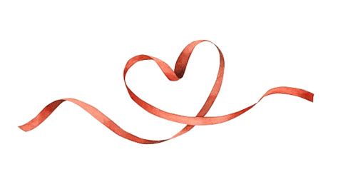 하트 모양으로 어레인지 된 레드 새틴 실크 리본 고립된 배경에 손으로 그린 수채화 그림 디자인 생일 결혼식 발렌타인 데이 초대장