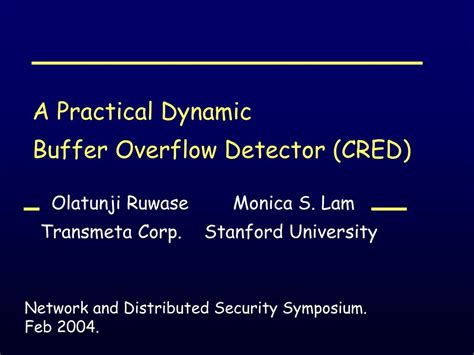 PPT A Practical Dynamic Buffer Overflow Detector CRED PowerPoint Presentation ID