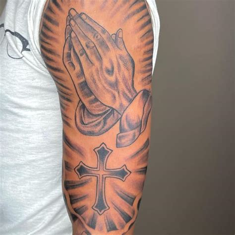 Cross Upper Arm Tattoo Outer Bicep Tattoo Cross Tattoo On Shoulder