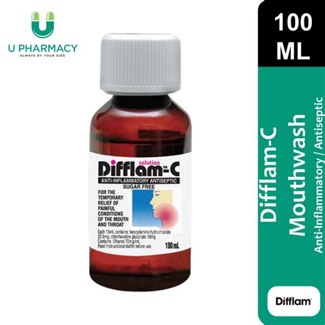U Pharmacy Difflam C Solution 100ml Anti Inflammatory Antiseptic