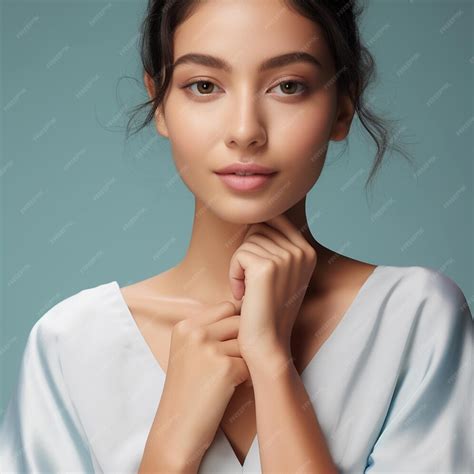 Premium Photo Deep Neck Dress Hand On Neck Pose Top Indian Fair Model