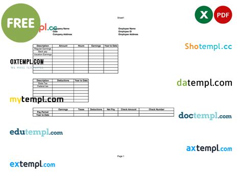 Free Check Stub Fake Template In Excel And PDF Format Version 2 Faketemplate Ru