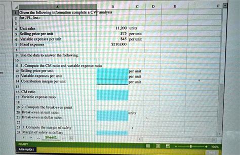 SOLVED Texts Needed In A Formula B Given The Following Information Complete A CVP Analysis