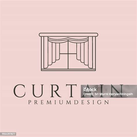 커튼 창 아이콘 라인 아트 로고 벡터 상징 일러스트 레이 션 디자인 0명에 대한 스톡 벡터 아트 및 기타 이미지 0명 가정